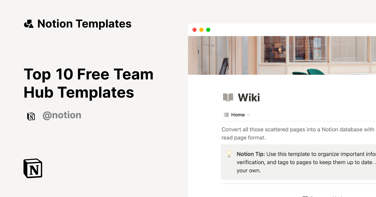 Top 10 Free Team Hub Templates | Notion Template Marketplace