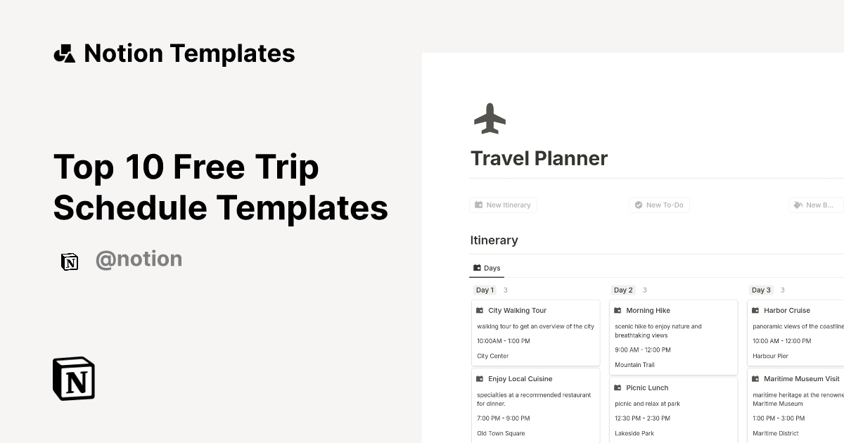 Top 10 Free Trip Schedule Templates | Notion Template Marketplace
