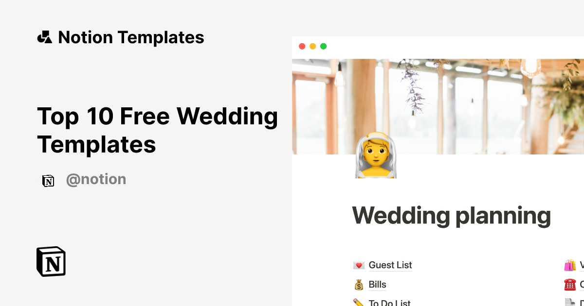 Top 10 Free Wedding Templates | Notion Template Marketplace