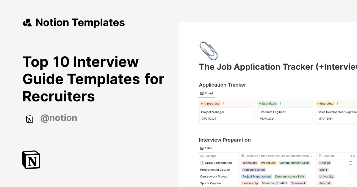 Top 10 Interview Guide Templates for Recruiters | Notion Template ...