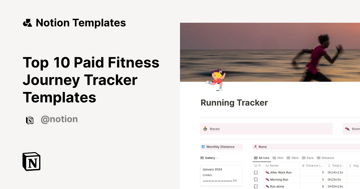 Top 10 Paid Fitness Journey Tracker Templates | Notion Template Marketplace