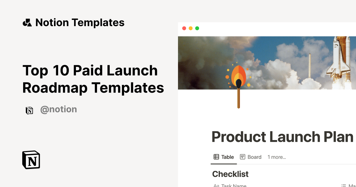 Top 10 Paid Launch Roadmap Templates | Notion Template Marketplace