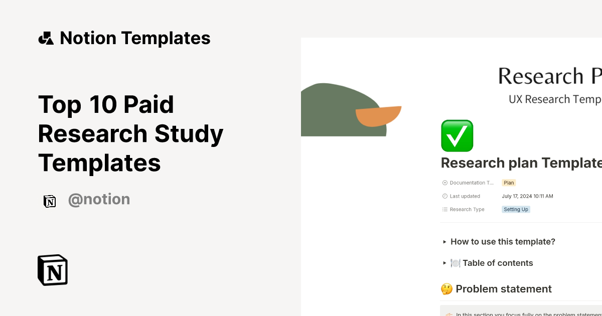 Top 10 Paid Research Study Templates | Notion Template Marketplace