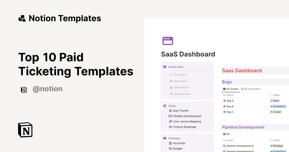 Top 10 Paid Ticketing Templates | Notion Template Marketplace
