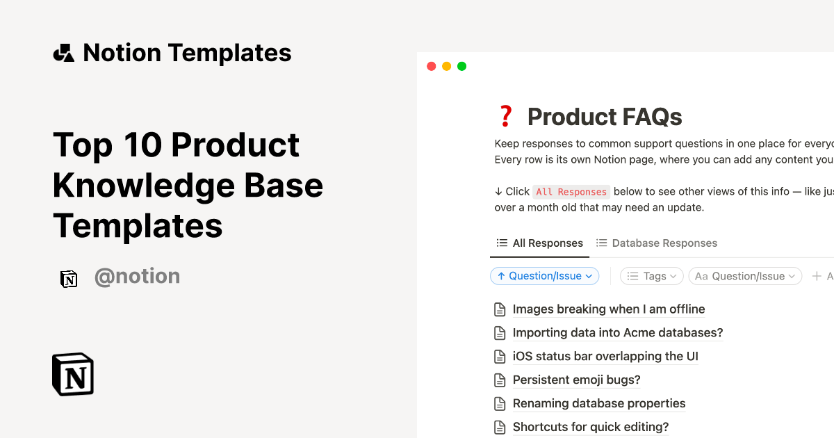 Top 10 Product Knowledge Base Templates | Notion Template Marketplace