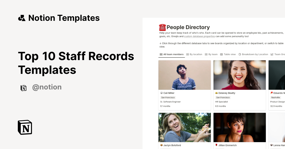 Top 10 Staff Records Templates | Notion Template Marketplace