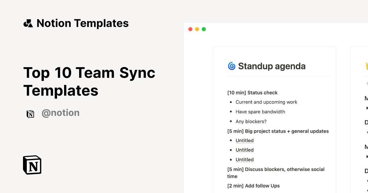 Top 10 Team Sync Templates | Notion Template Marketplace