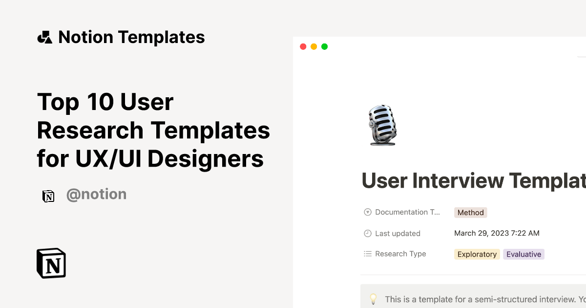 Top 10 User Research Templates for UX/UI Designers | Notion Template ...