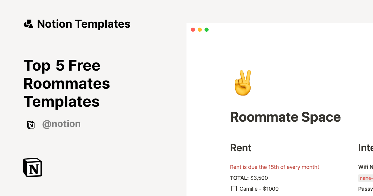 Top 5 Free Roommates Templates | Notion Template Marketplace