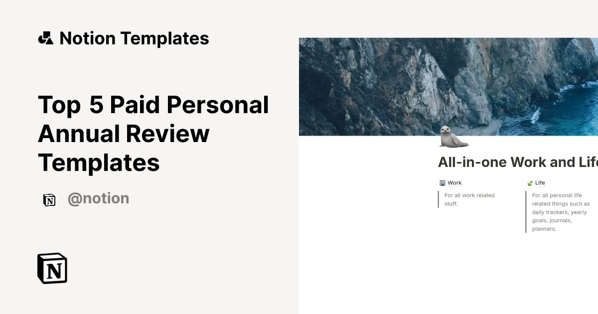 Top 5 Paid Personal Annual Review Templates | Notion Template Marketplace