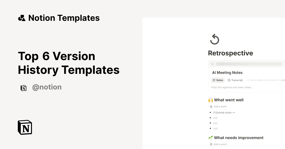 Top 6 Version History Templates | Notion Template Marketplace