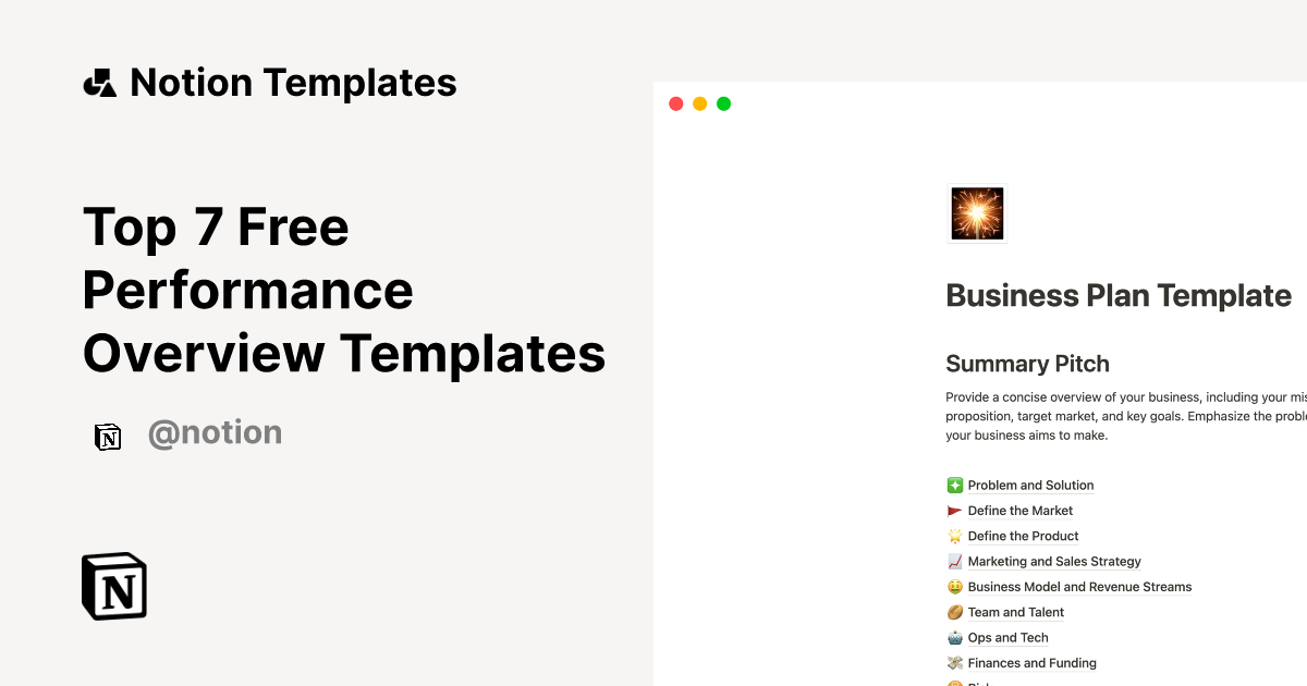 Top 7 Free Performance Overview Templates | Notion Template Marketplace