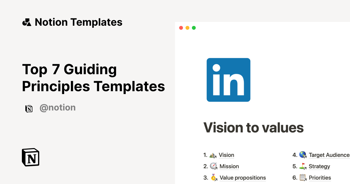 Top 7 Guiding Principles Templates | Notion Template Marketplace