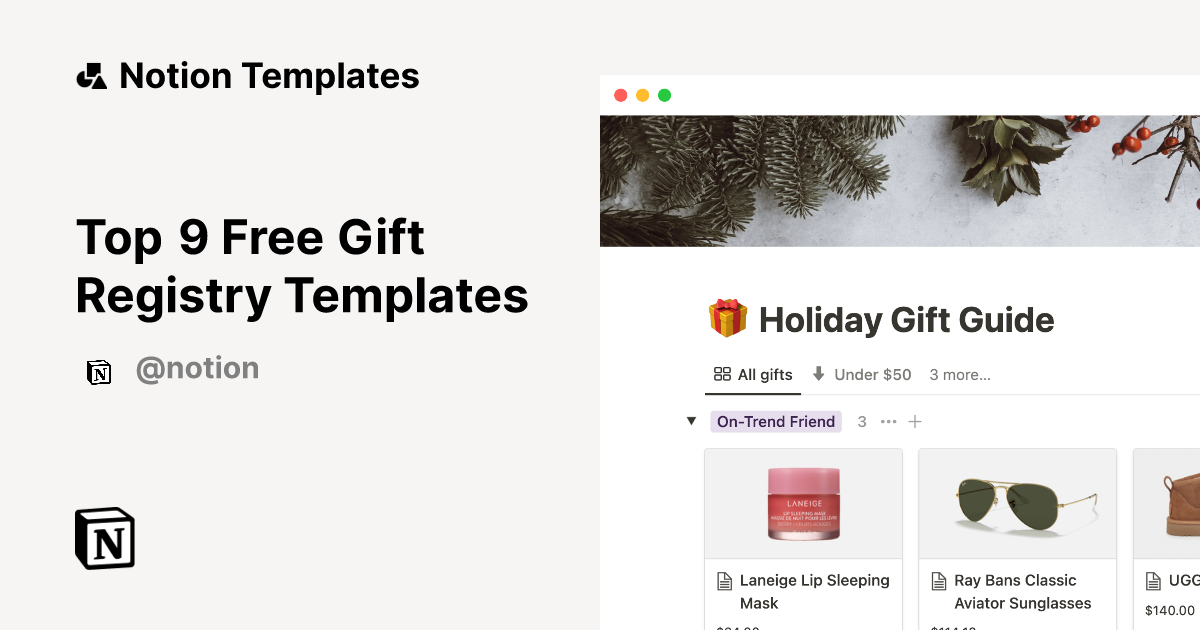 Top 9 Free Gift Registry Templates | Notion Template Marketplace