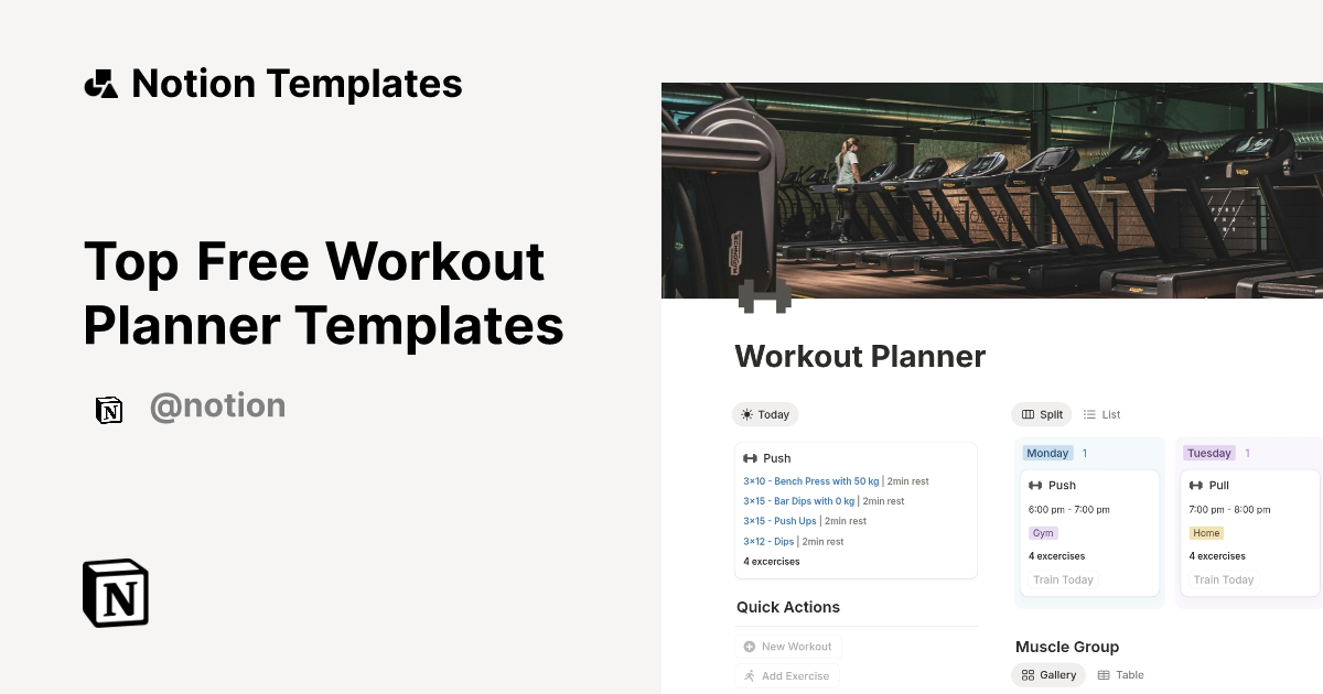 Top Free Workout Planner Templates | Notion Template Marketplace
