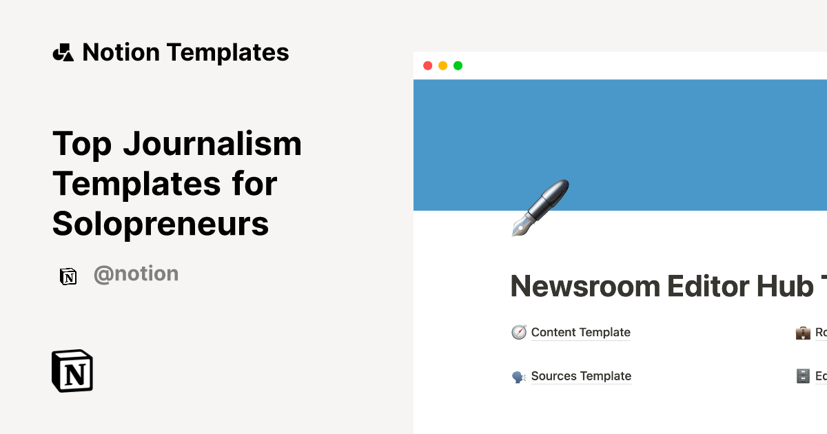 Top Journalism Templates for Solopreneurs | Notion Template Marketplace