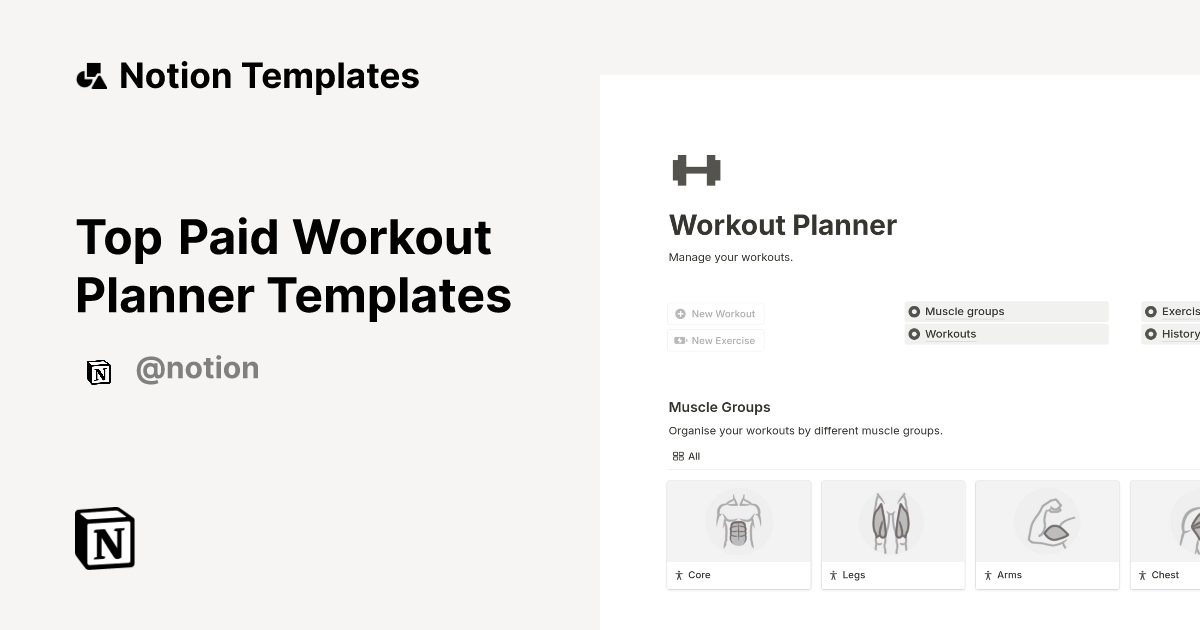 Top Paid Workout Planner Templates | Notion Template Marketplace