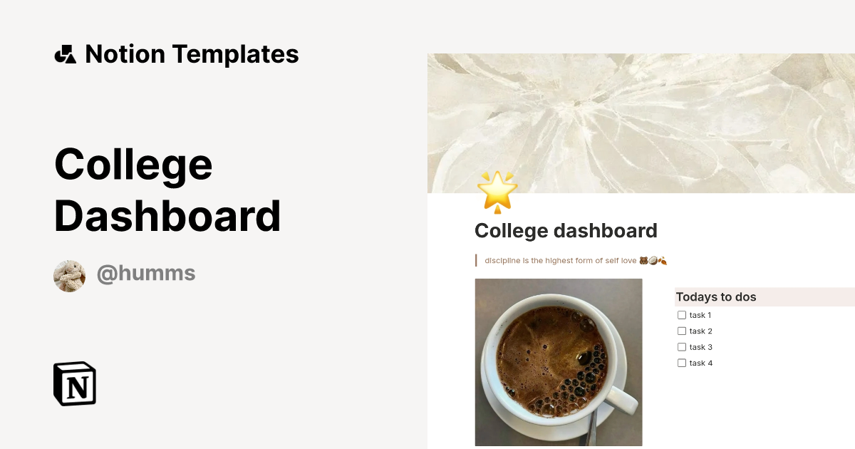 College Dashboard Template by c | Notion Marketplace