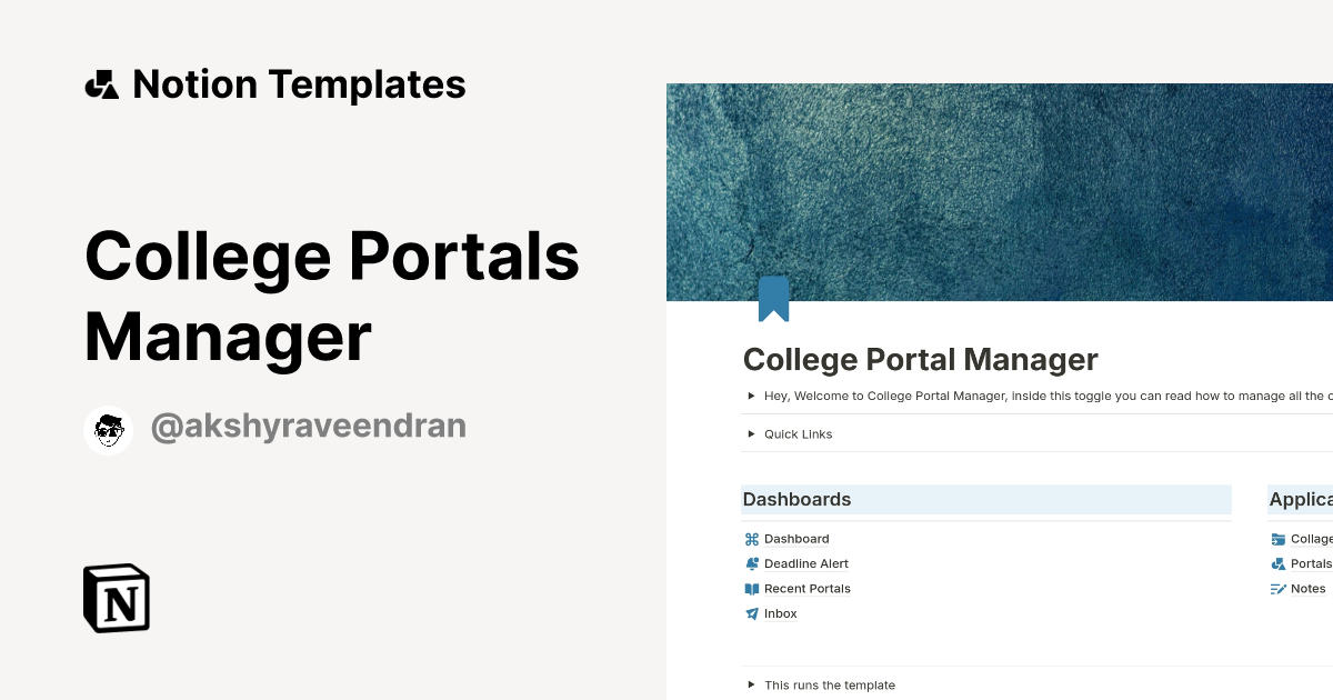 College Portals Manager Template | Notion Marketplace