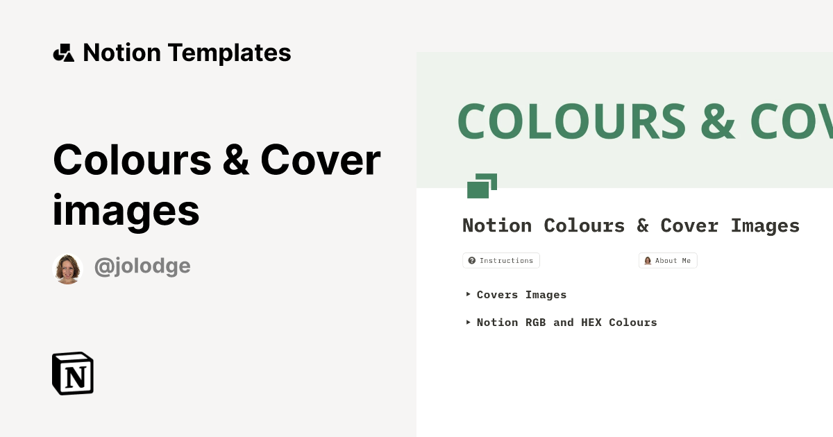 Colours & Cover images Template by Jo Lodge | Notion Marketplace