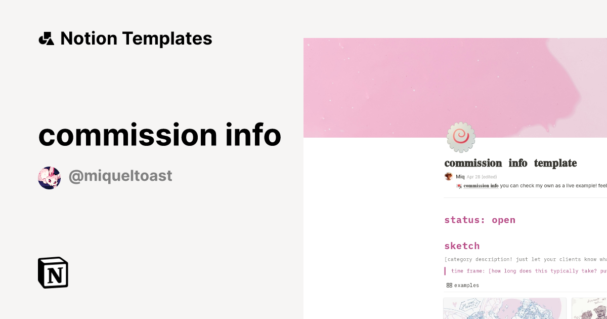 commission info Template by miq | Notion Marketplace
