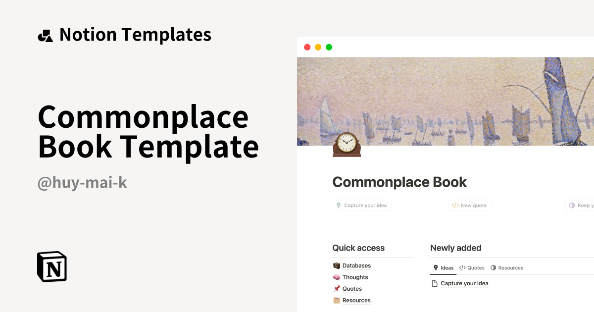 Commonplace Book Template Template | Notion Marketplace