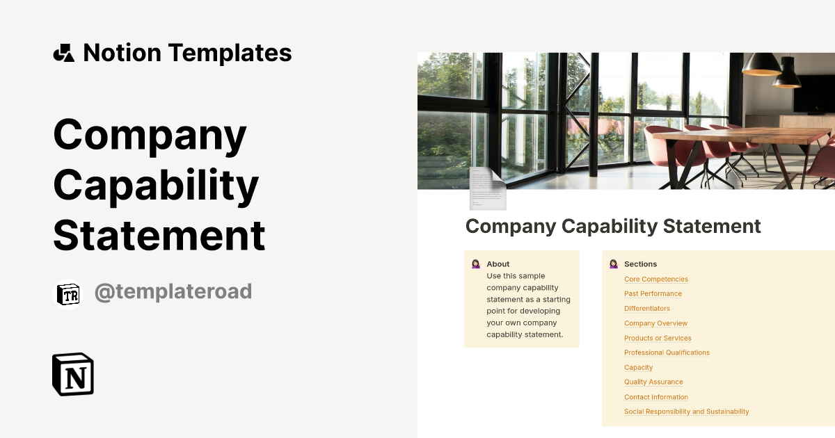 Company Capability Statement Template | Notion Marketplace