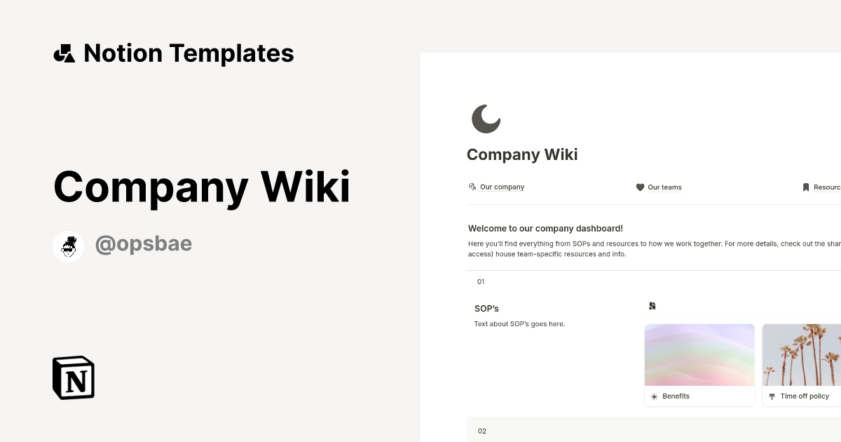 Company Wiki Template | Notion Marketplace