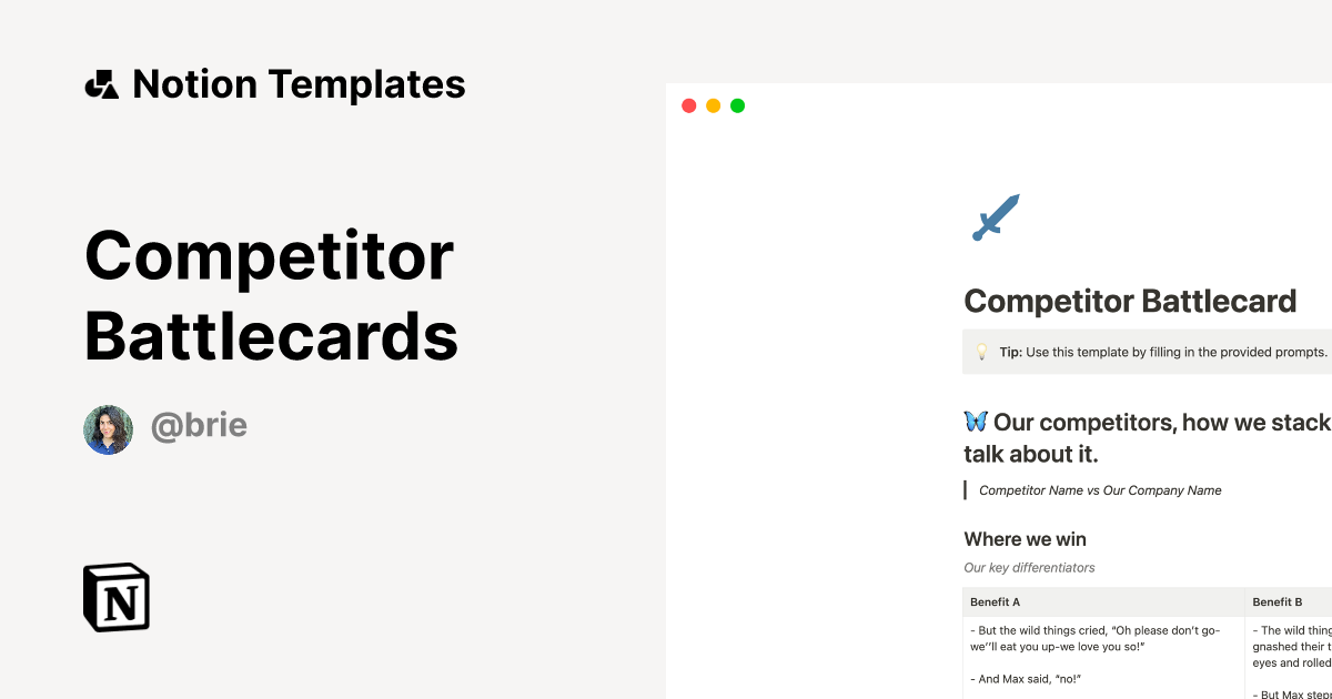 Competitor Battlecards Template | Notion Marketplace