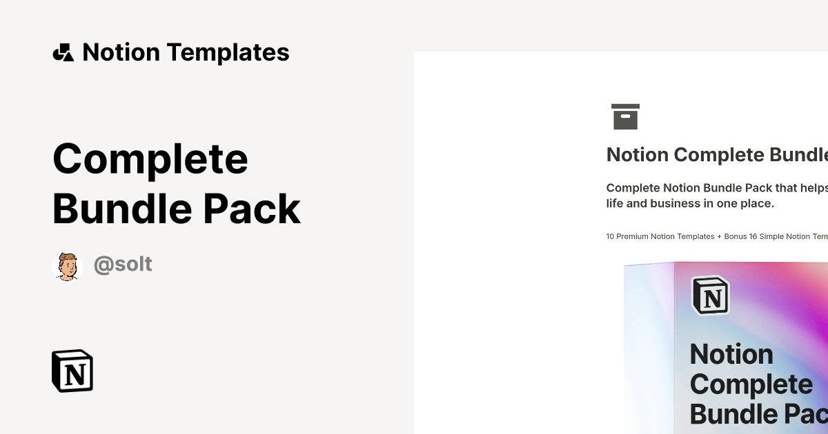 Complete Bundle Pack Template by Solt Wagner | Notion Marketplace