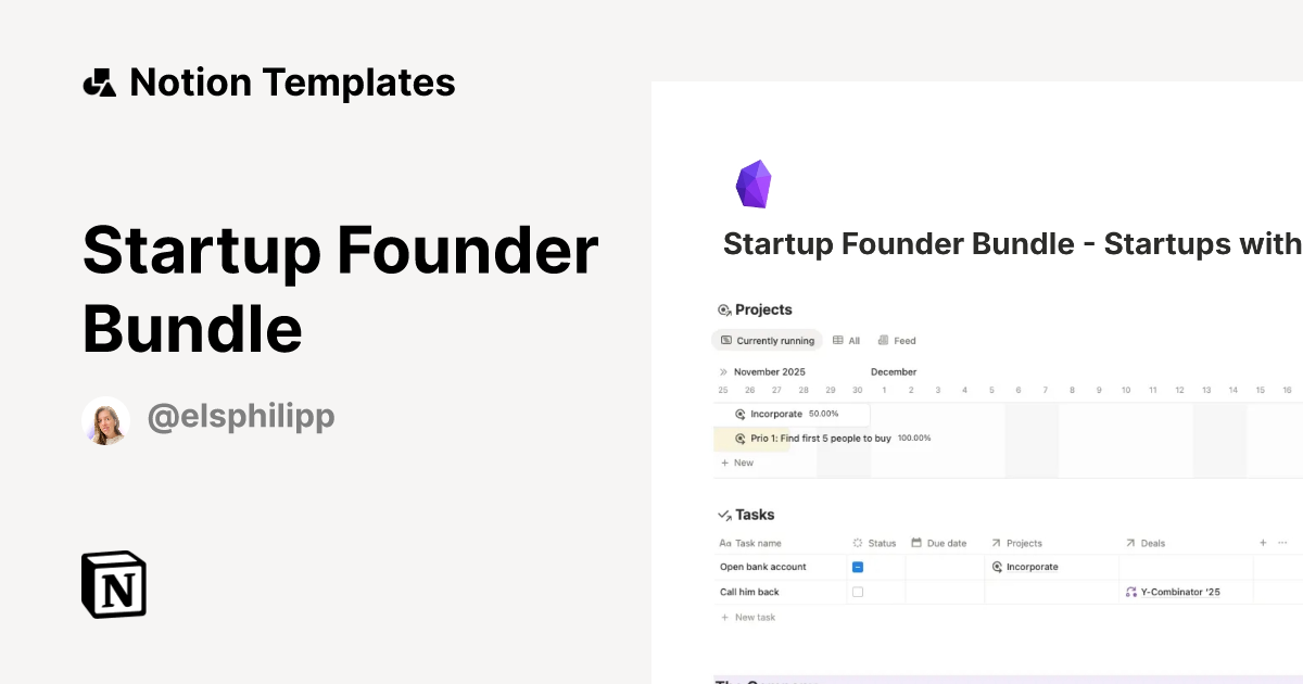 Startup Founder Bundle Template | Notion Marketplace
