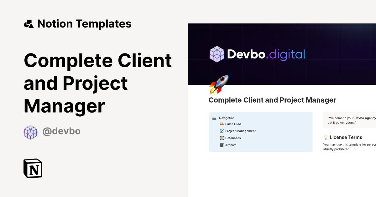 Complete Client and Project Manager Template | Notion Marketplace