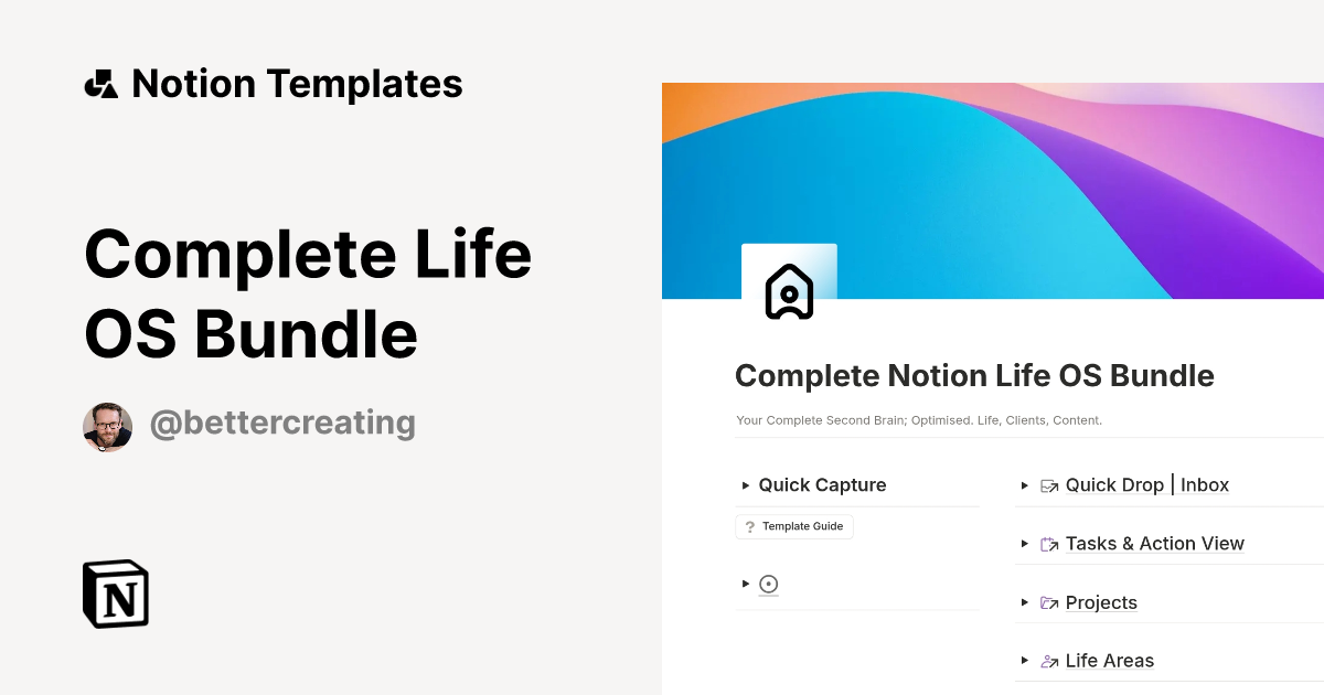Complete Life OS Bundle Template | Notion Marketplace