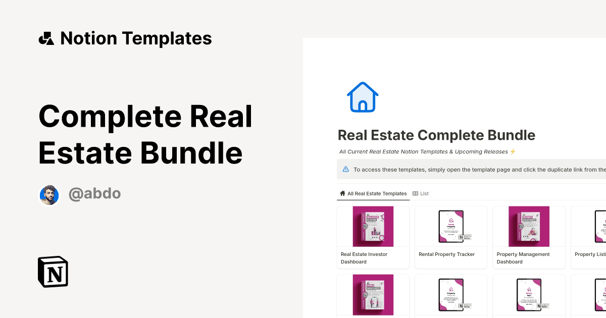 Complete Real Estate Bundle Template | Notion Marketplace