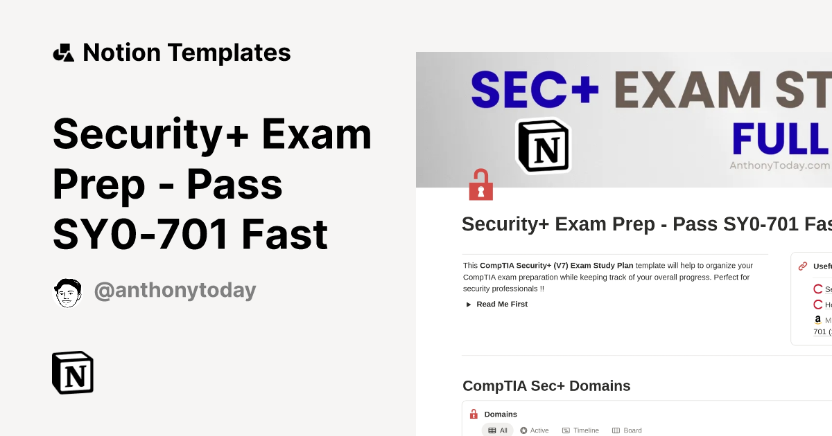CompTIA Security+ (V7) Exam Study Plan Template by AnthonyToday ...