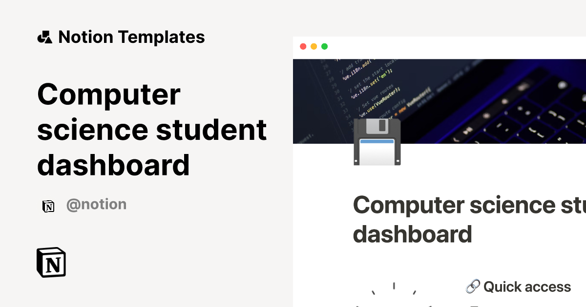 Computer science student dashboard 2026 Template | Notion Marketplace
