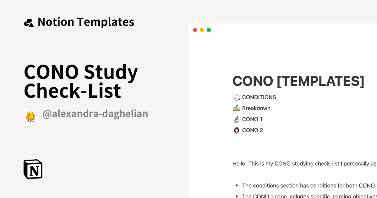 CONO Study Check-List Template | Notion Marketplace