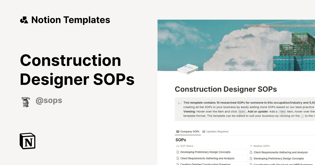 Construction Designer SOPs Template | Notion Marketplace