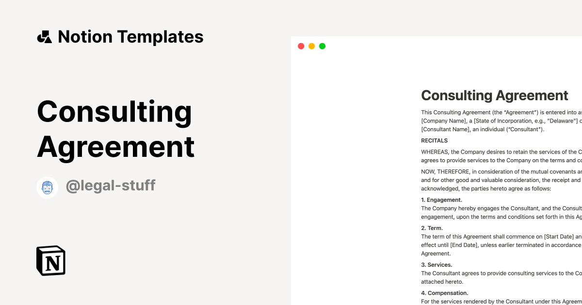 Consulting Agreement Template | Notion Marketplace