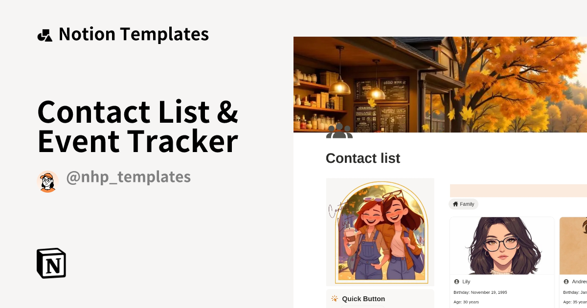 Contact List & Event Tracker Template | Notion Marketplace