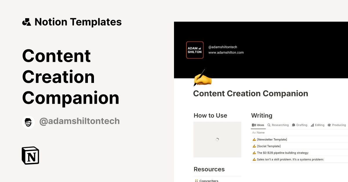 Content Creation Companion Template | Notion Marketplace
