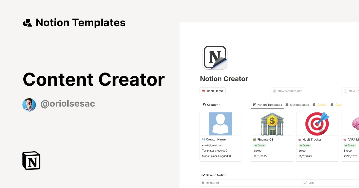 Content Creator Template | Notion Marketplace