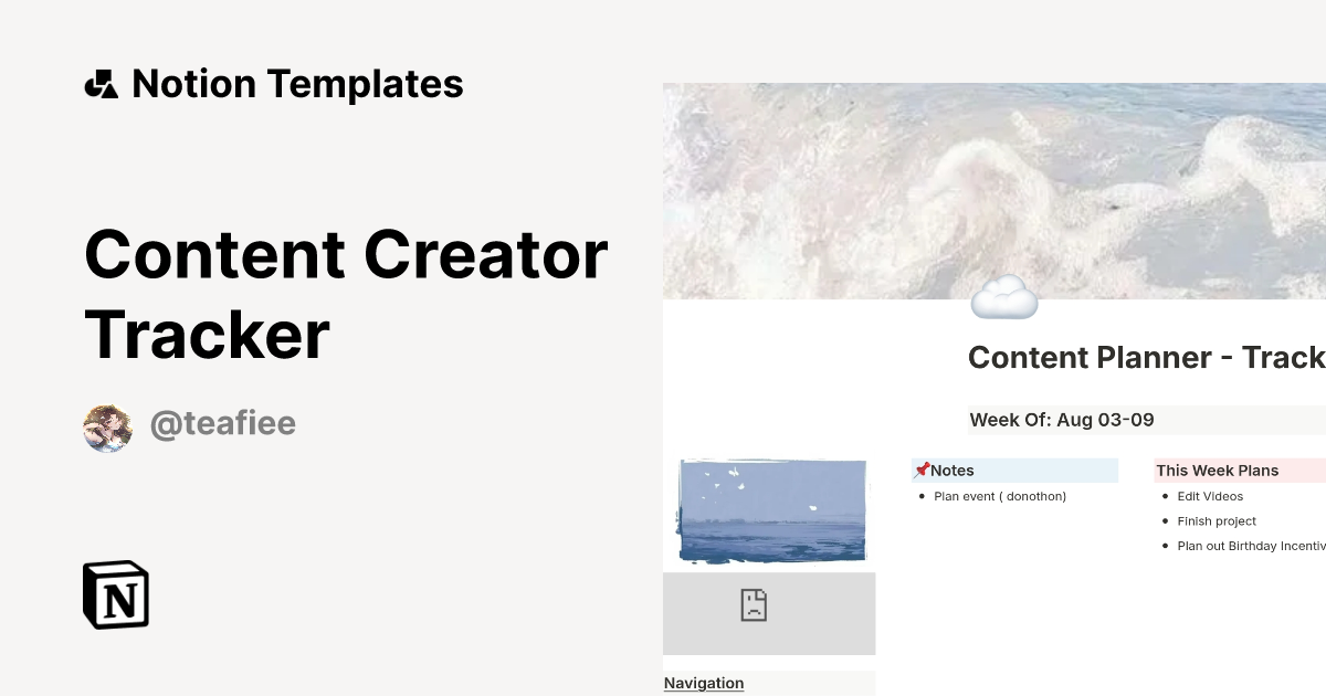 Content Creator Tracker Template | Notion Marketplace