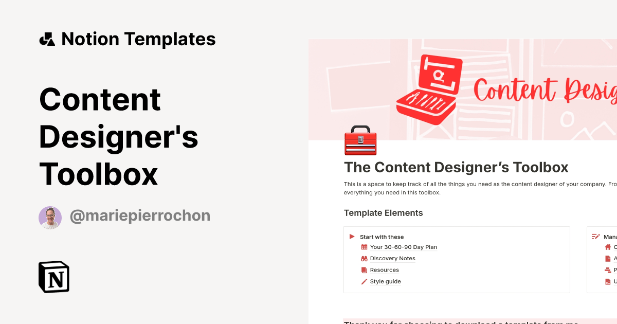 Content Designer's Toolbox Template | Notion Marketplace