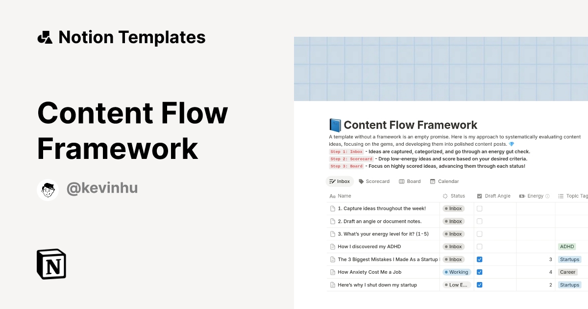 Content Flow Framework Template | Notion Marketplace