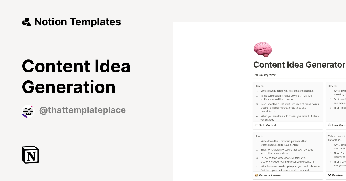 Content Idea Generation Template | Notion Marketplace