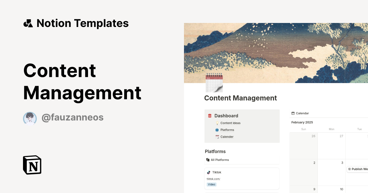 Content Management Template by FauzanNeos | Notion Marketplace