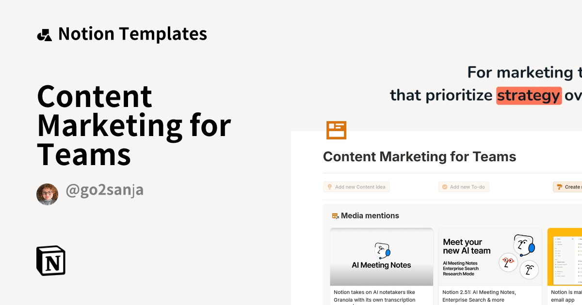 Content Marketing for Teams Template | Notion Marketplace