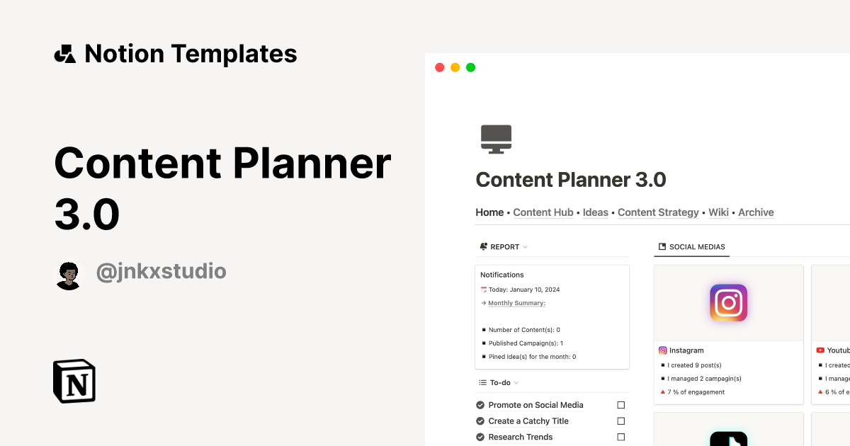Content Planner 3.0 Template | Notion Marketplace