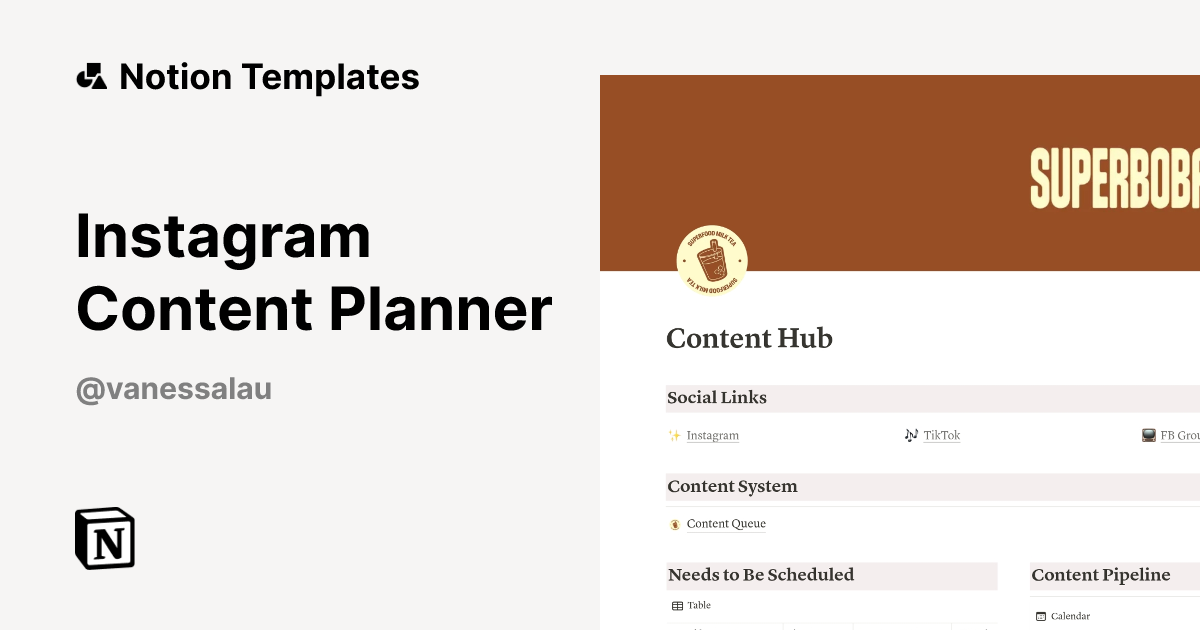 Instagram Content Planner Template | Notion Marketplace